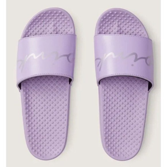 Victoria's Secret | Shoes | Victorias Secret Pink Script Logo Purple ...
